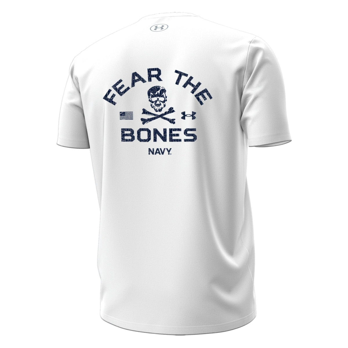 Navy Under Armour 2-Sided Fear the Bones T-Shirt (White)