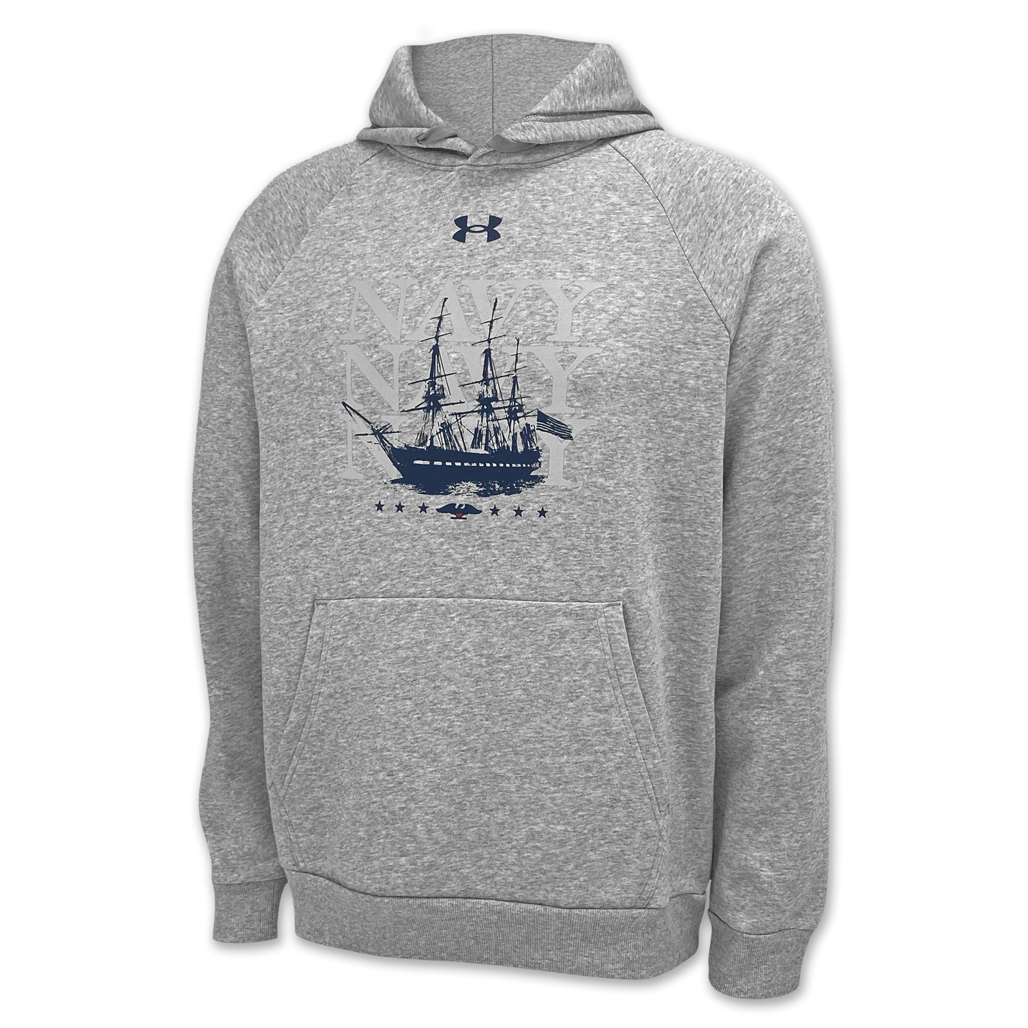 Under Armour Navy Ship Rival Fleece Hood (Grey) – Navy Gear